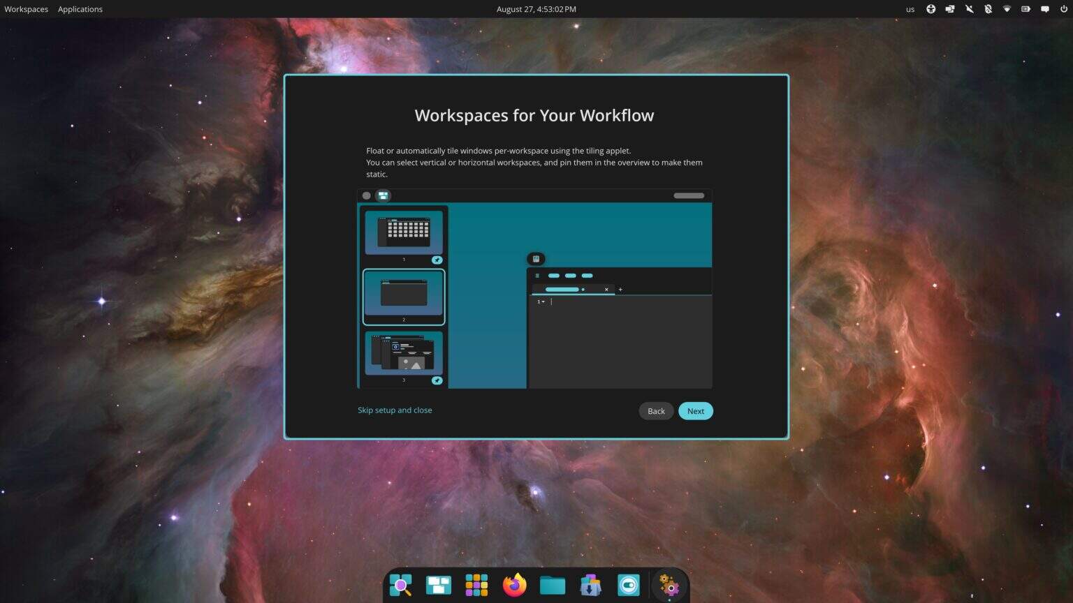 System76’s COSMIC Desktop Hits Initial Setup Completion