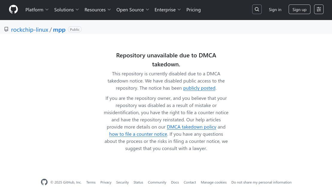 GitHub Takes Down Rockchip MPP Repository After FFmpeg Copyright Claim