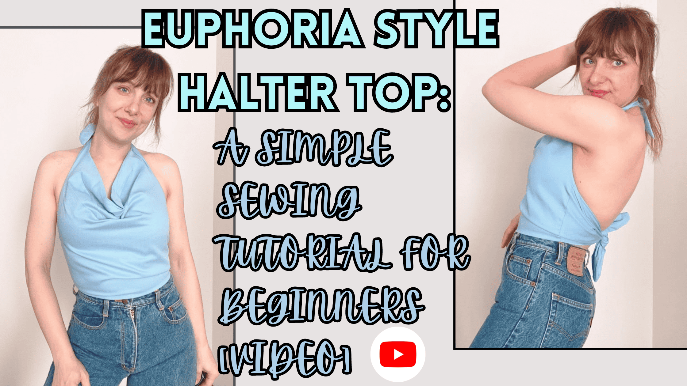 How to Sew a Halter Top with Drop Neckline (No Pattern Needed ...