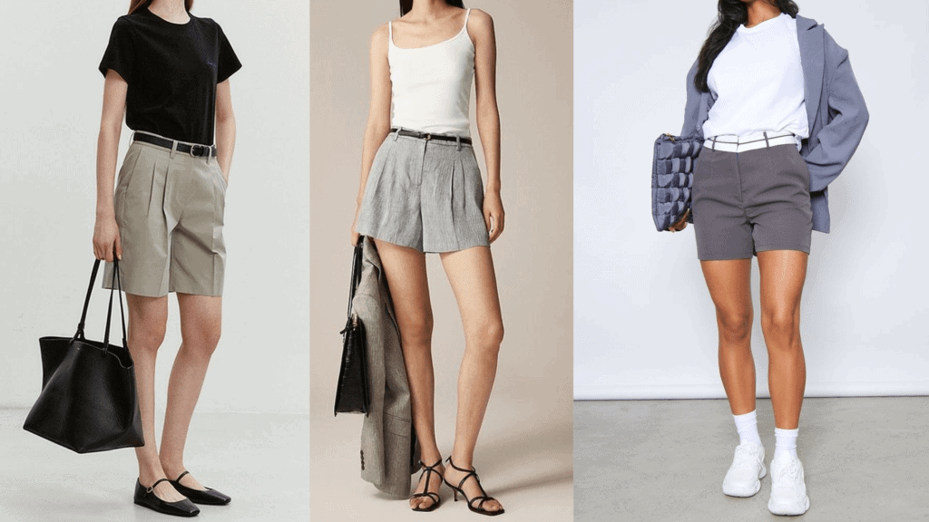 What Goes with Grey Shorts: Best Women Outfit Ideas - Sparrow Refashion ...