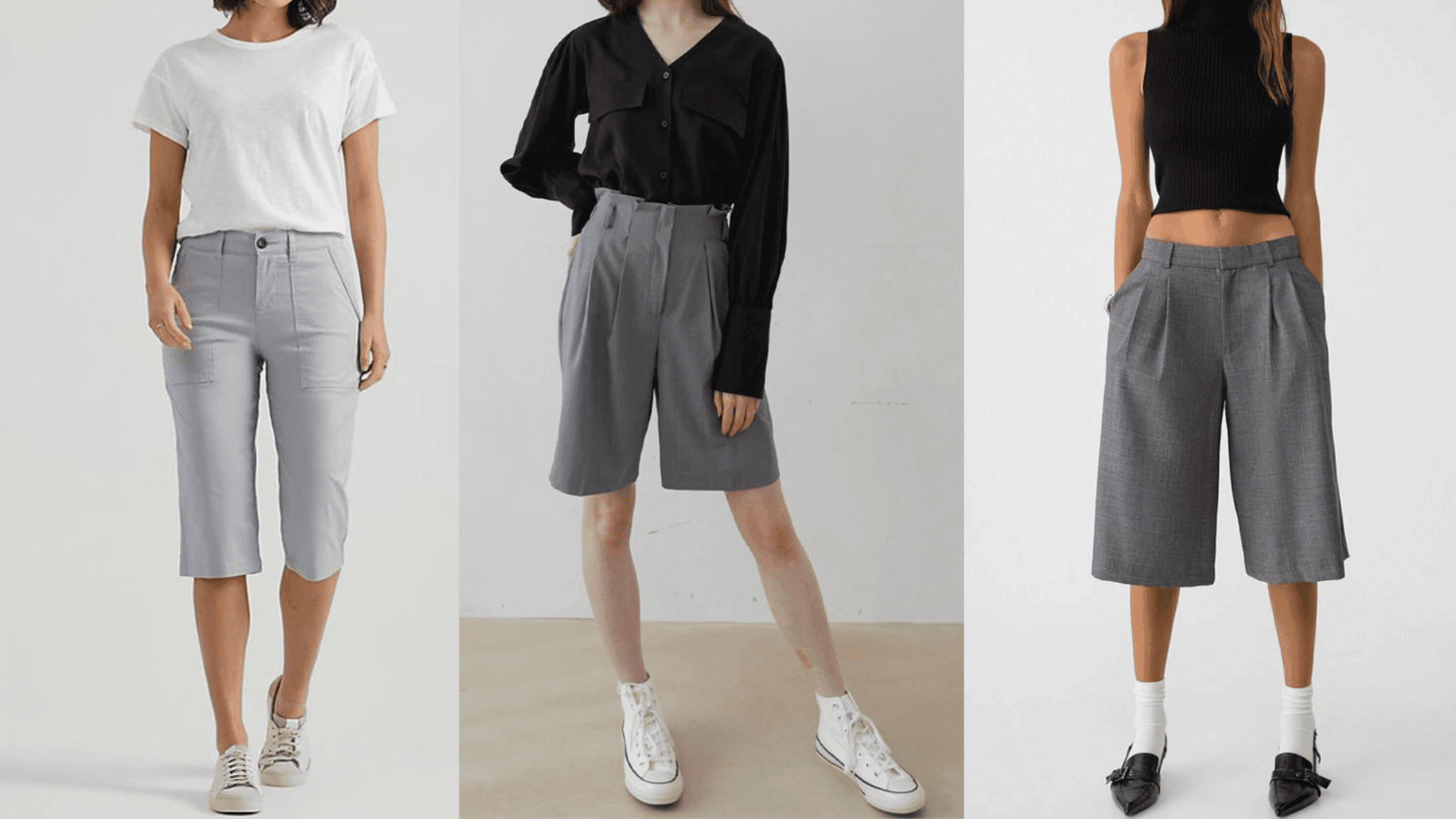 What Goes with Grey Shorts: Best Women Outfit Ideas - Sparrow Refashion ...