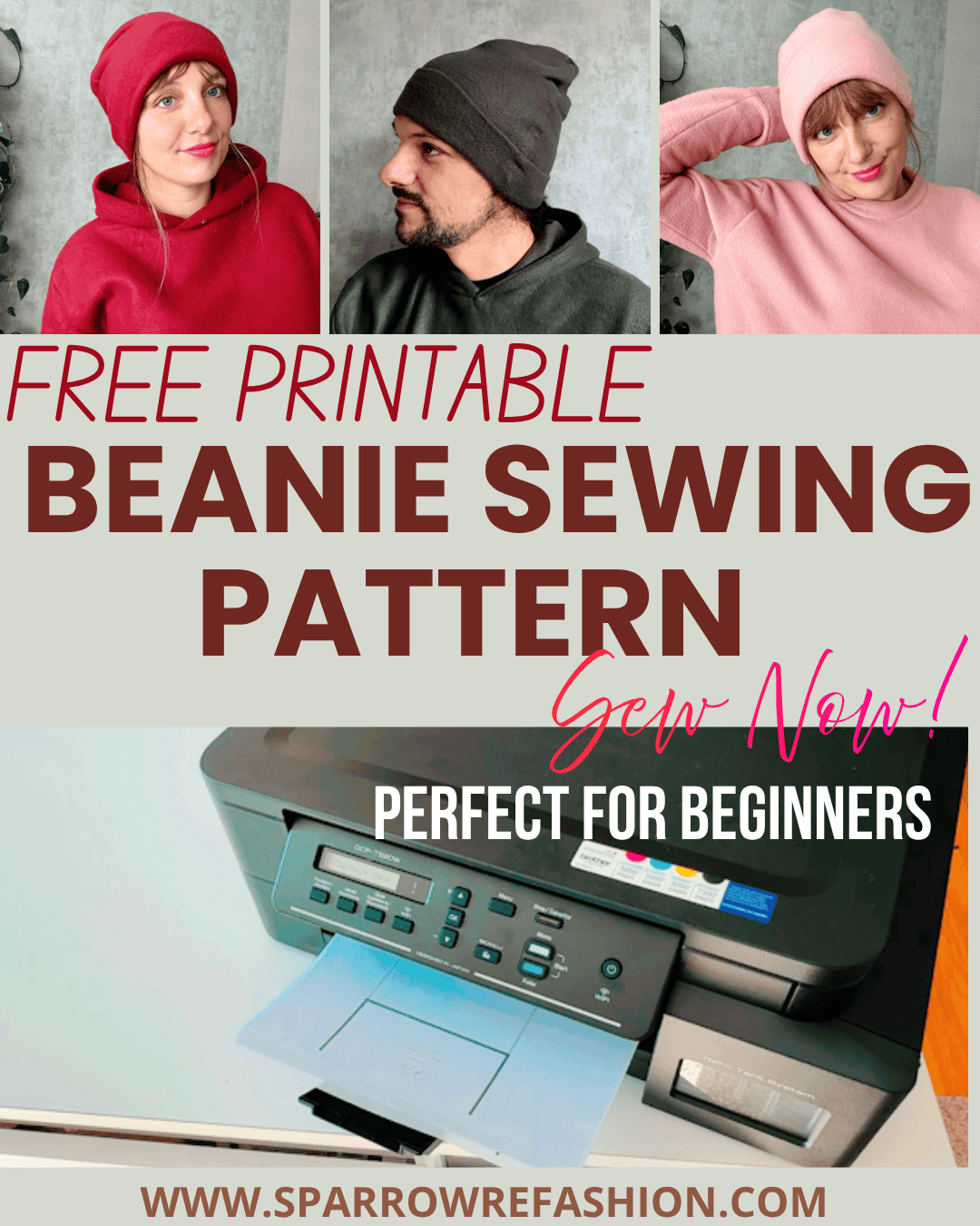 How to Sew a Beanie + Free Printable Pattern & Video - Sparrow ...