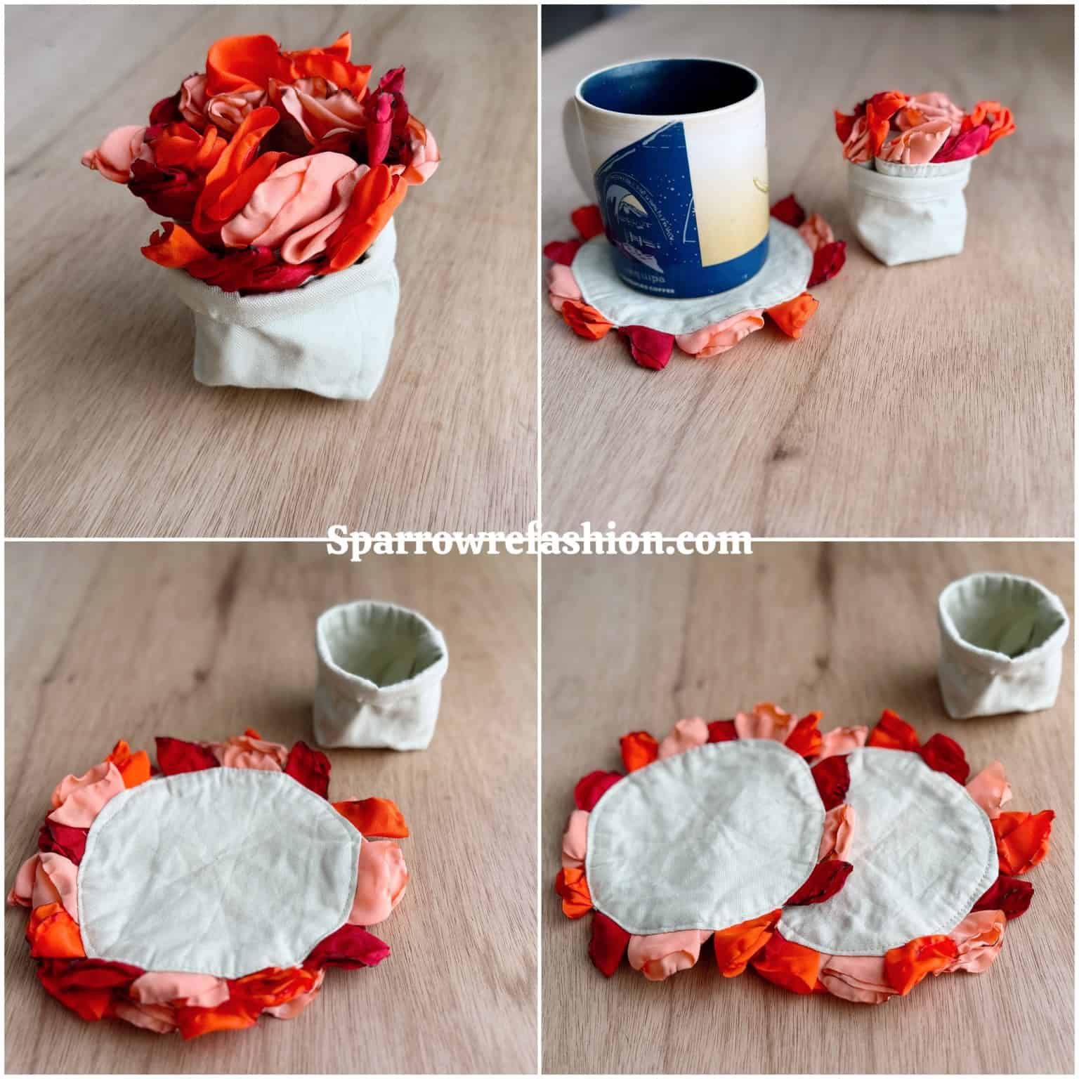 Custom Fabric Drink Coasters Easy Scrap DIY + PDF - Sparrow Refashion ...