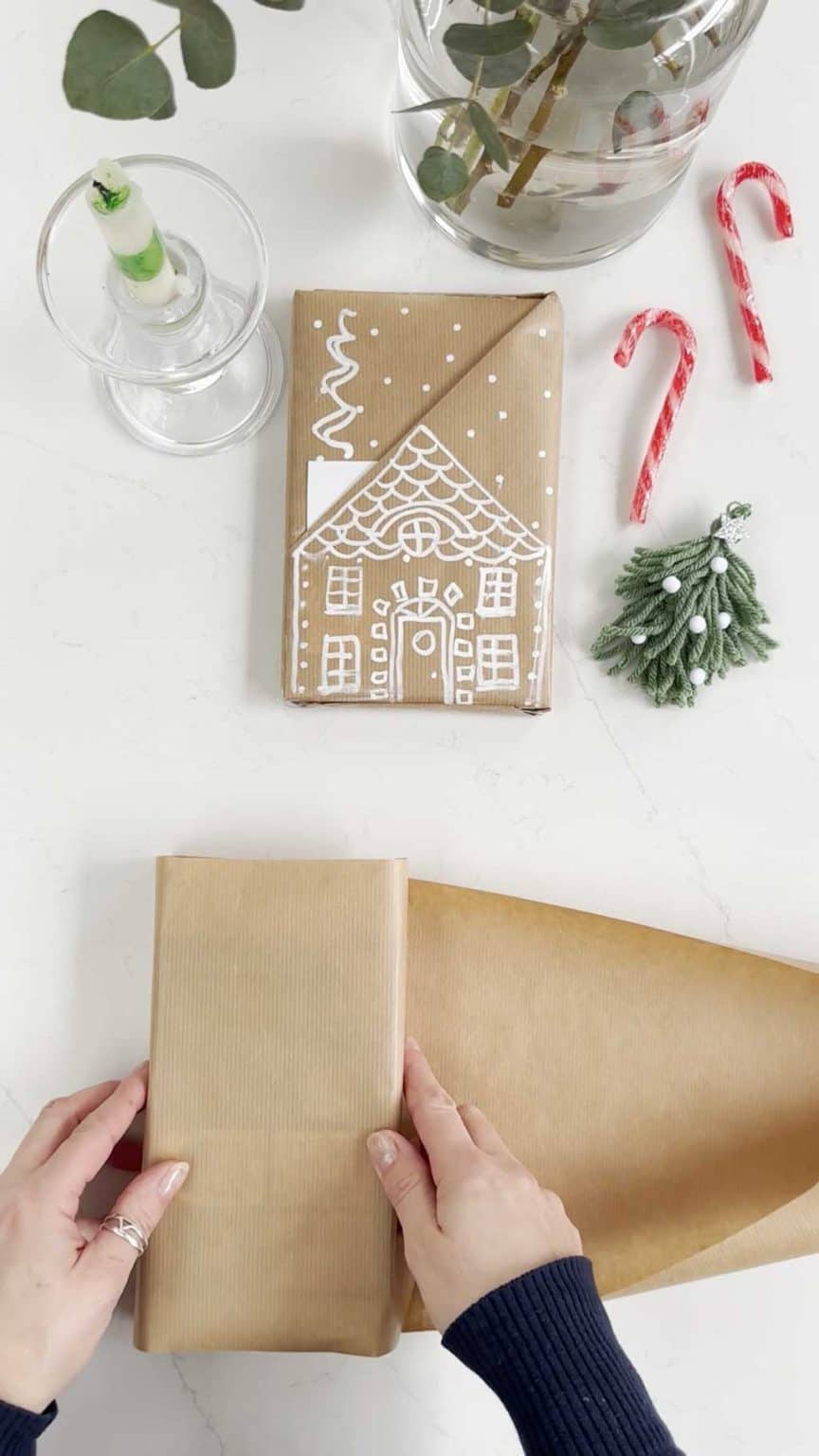Wrapping Paper Ideas: Angled Pocket Giftwrap Gingerbread House