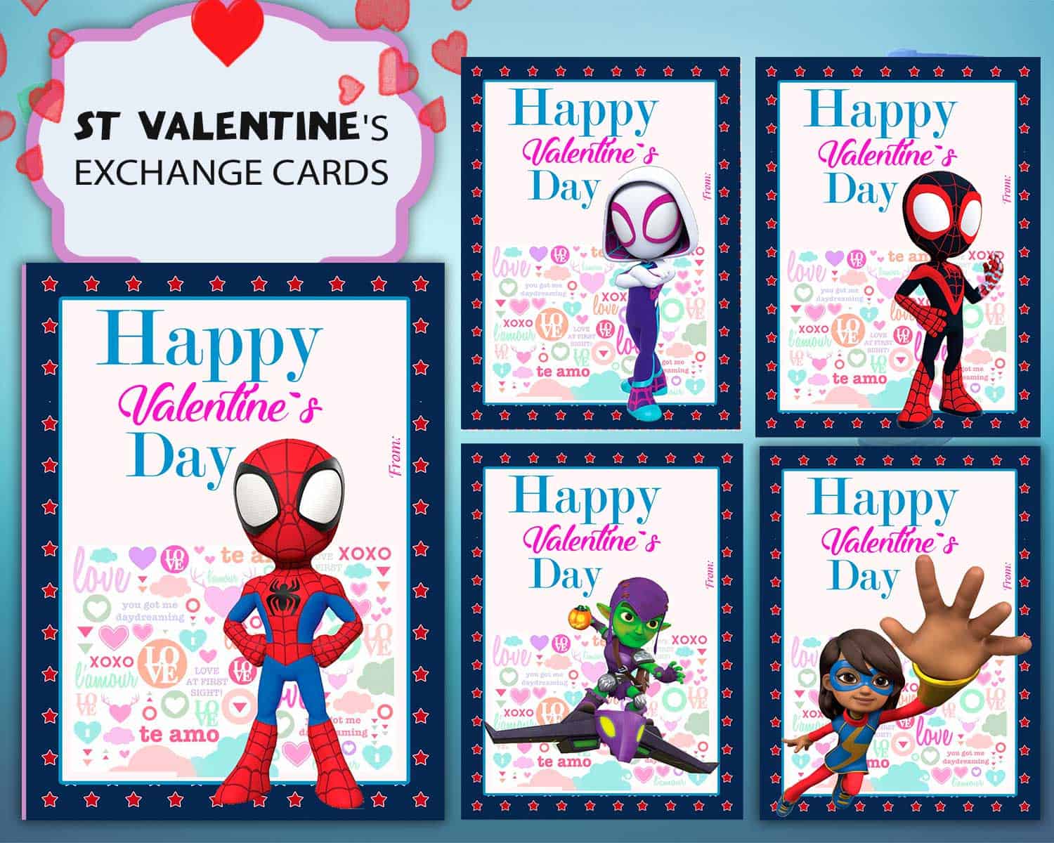 Spidey And His Amazing Friends Valentines Day Cards for Kids