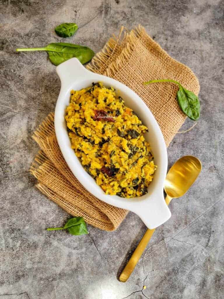 Keerai Sadam Recipe | Instant Pot Spinach Dal Rice - Cakeworkorange
