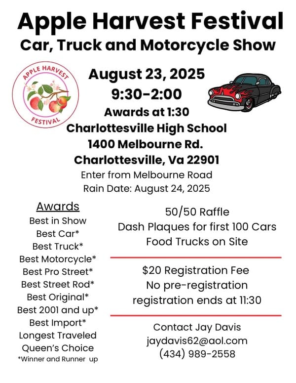 Apple Harvest Festival Car, Truck and Motorcycle Show – Charlottesville ...