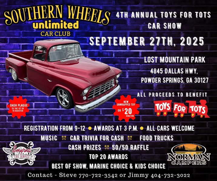 Southern Wheels Unlimited Car Club 4th Annual Toys for Tots Car Show ...