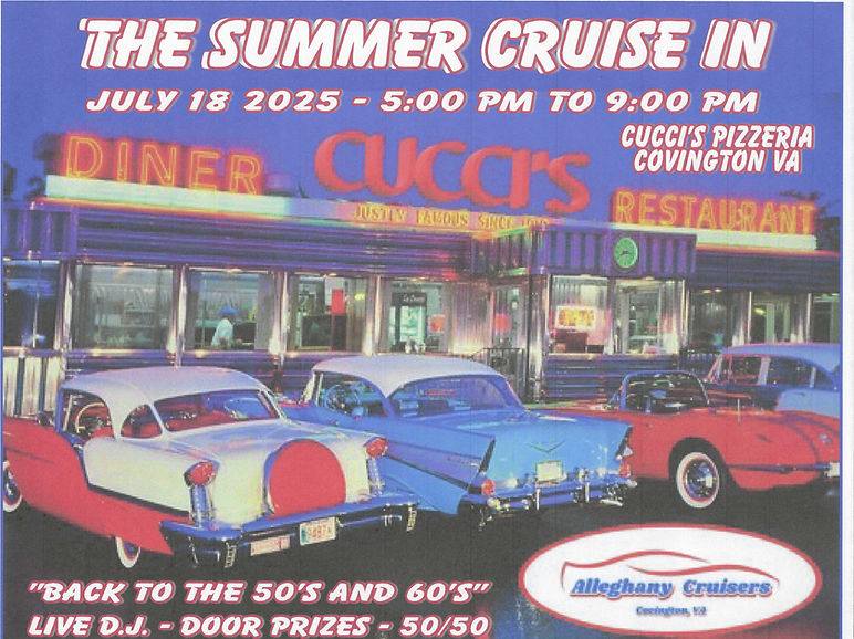 Summer Cruise-In at Cucci's Pizzeria – Covington, VA | CarCruiseFinder