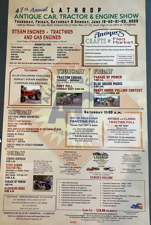 47th Annual Lathrop Antique Car, Tractor & Engine Show – Lathrop, MO ...