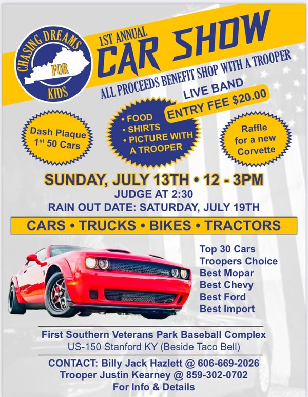 Chasing Dreams for Kids 1st Annual Car Show – Stanford, KY ...