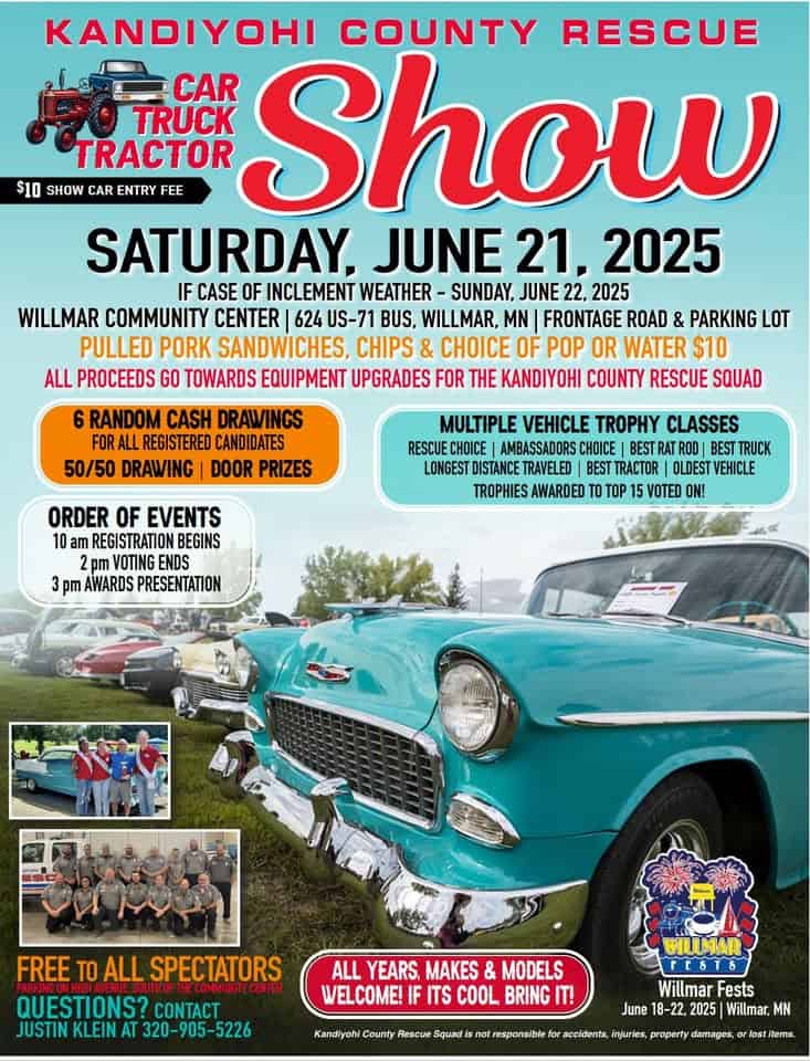 Kandiyohi County Rescue Car Show – Willmar, MN | CarCruiseFinder