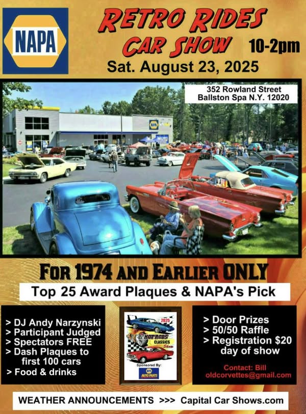 NAPA Retro Rides Car Show – Ballston Spa, NY | CarCruiseFinder