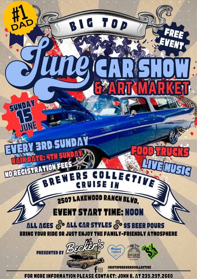 FREE JUNE CAR SHOW & ART MARKET – Bradenton, FL | CarCruiseFinder