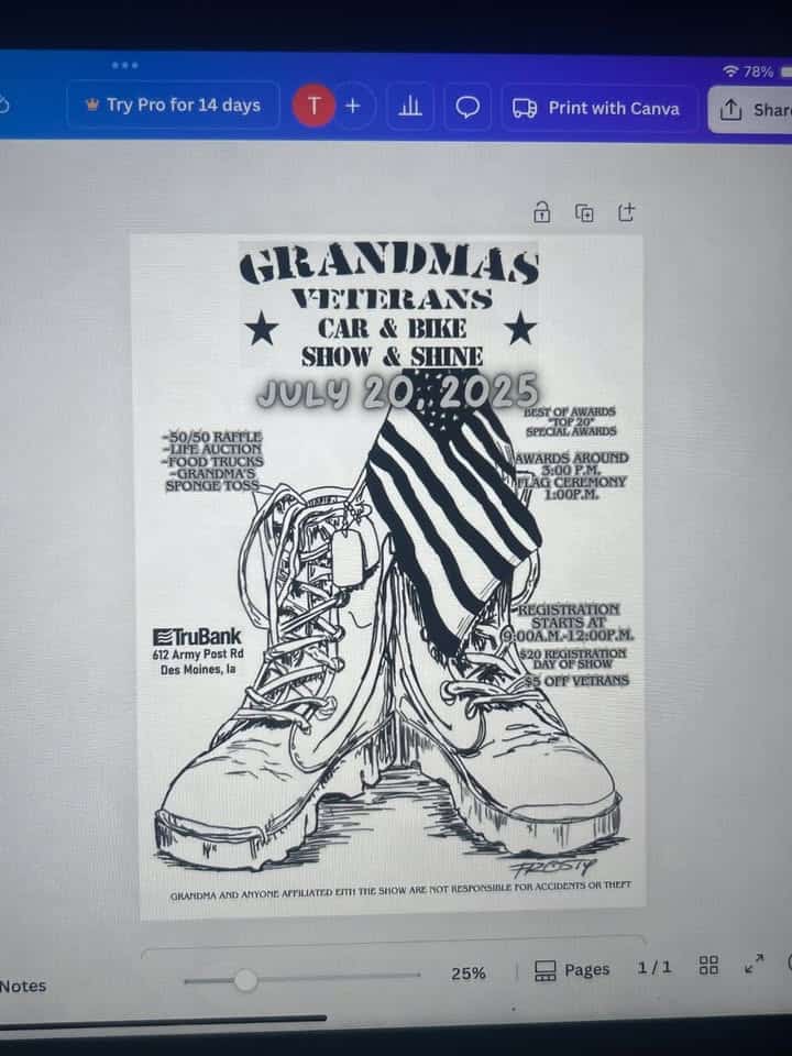 Grandmas Veterans Car,Bike& Truck Show – Des Moines, IA | CarCruiseFinder