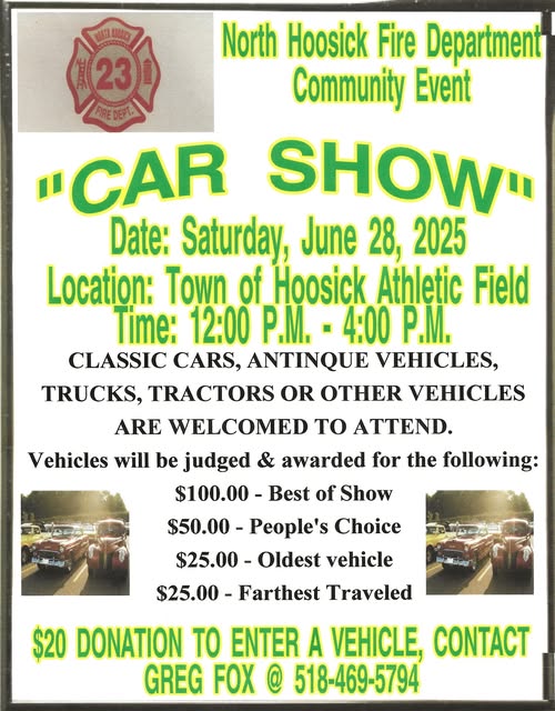 North Hoosick Fire Department Community Car Show – North Hoosick, NY ...