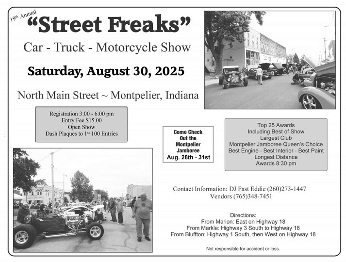 19th Annual Street Freaks Car Truck Motorcycle Show – Montpelier, IN ...