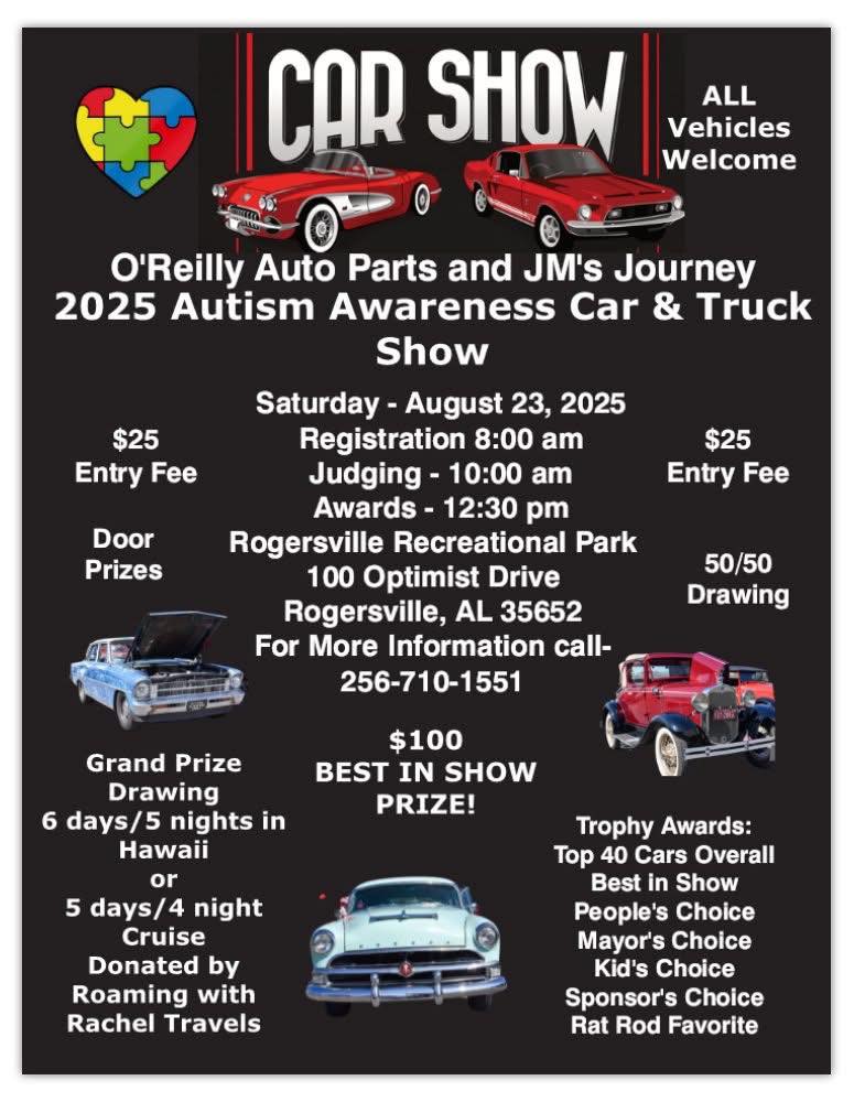 2025 Autism Awareness Car & Truck Show – Rogersville, AL | CarCruiseFinder