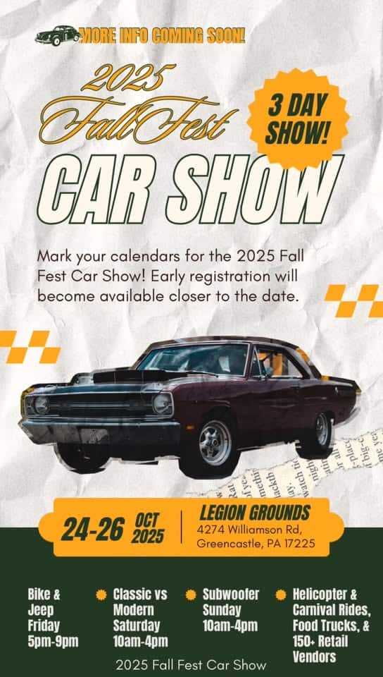 2025 Fall Fest Car Show – Greencastle, PA | CarCruiseFinder