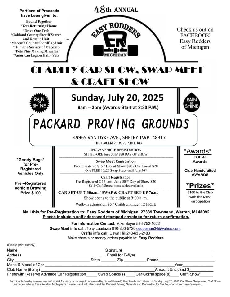 48th Annual Easy Rodders Charity Car Show, Swap & Craft Show – Shelby ...