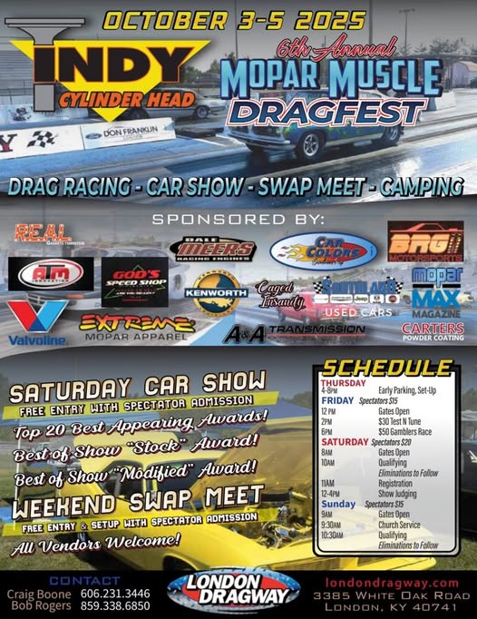 6th Annual Mopar Muscle Dragfest – London, KY | CarCruiseFinder