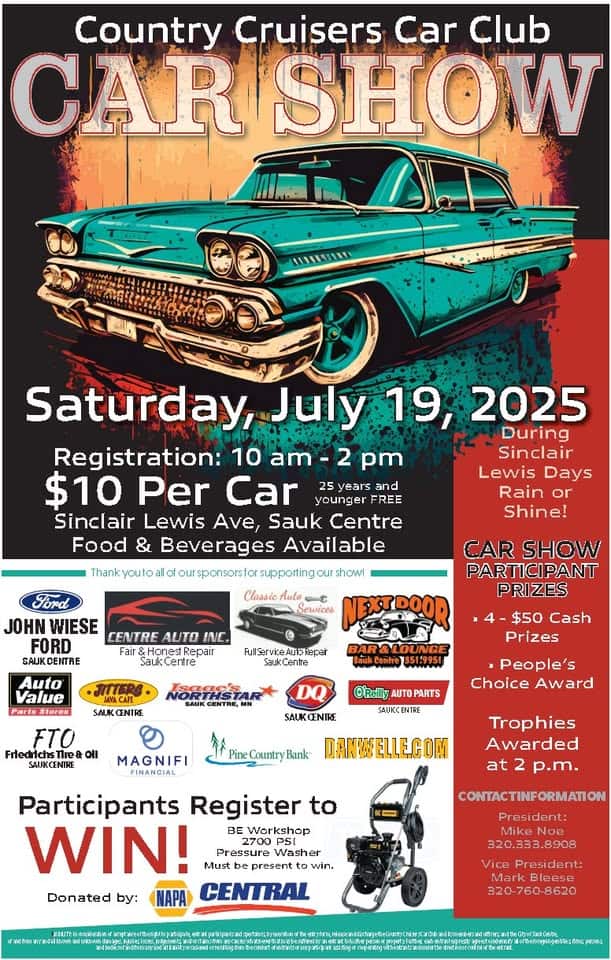 Annual Sinclair Lewis Car Show – Sauk Centre, MN | CarCruiseFinder