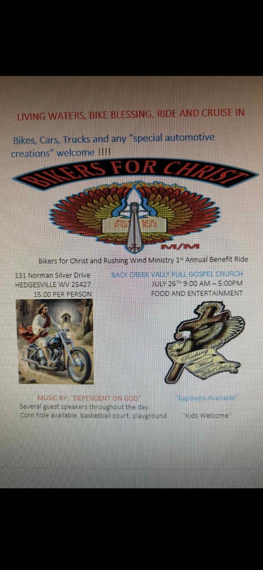 Bikers for Christ and Rushing Wind Ministry 1st Annual Benefit Ride ...
