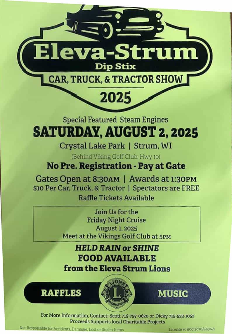 Eleva-Strum Dip Stix Car, Truck, & Tractor Show – Strum, WI | CarCruiseFinder