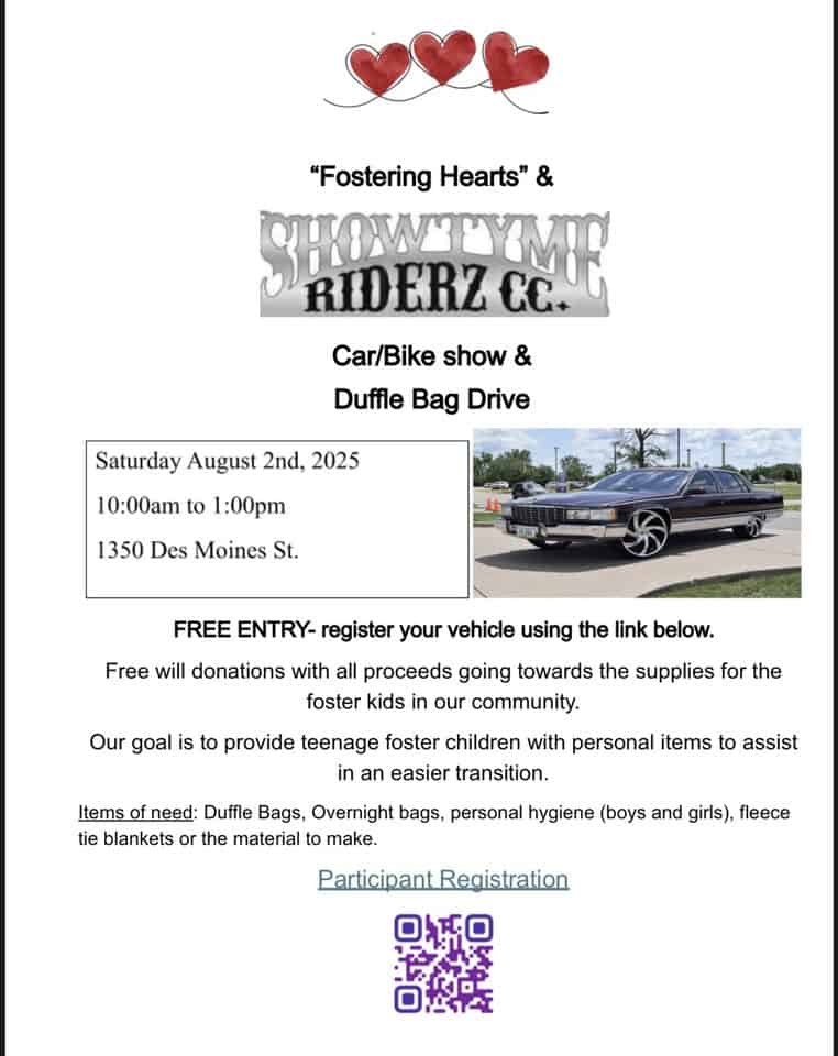 Fostering Hearts & Showtyme Riderz Car/Bike Show and Duffle Bag Drive ...