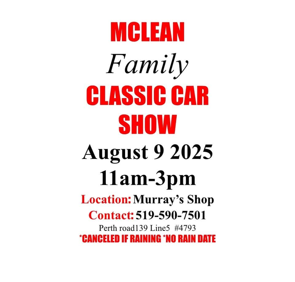 McLean Family Classic Car Show – Perth South, ON | CarCruiseFinder