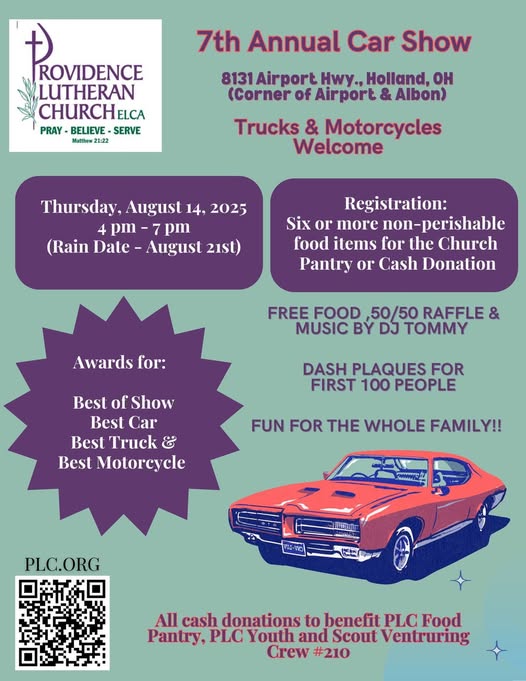 Providence Lutheran Church ELCA 7th Annual Car Show – Holland, OH ...