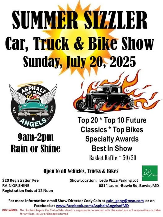 Summer Sizzler Car, Truck & Bike Show – Bowie, MD | CarCruiseFinder