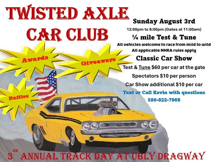 Twisted Axle Car Club Annual Track Day – Ubly, MI | CarCruiseFinder