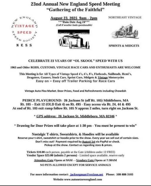23rd Annual New England Speed Meeting – Middleboro, MA | CarCruiseFinder
