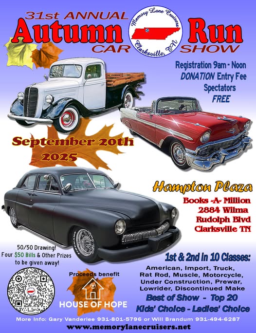 31st Annual Autumn Memory Lane Cruiser Run Car Show – Clarksville, TN ...