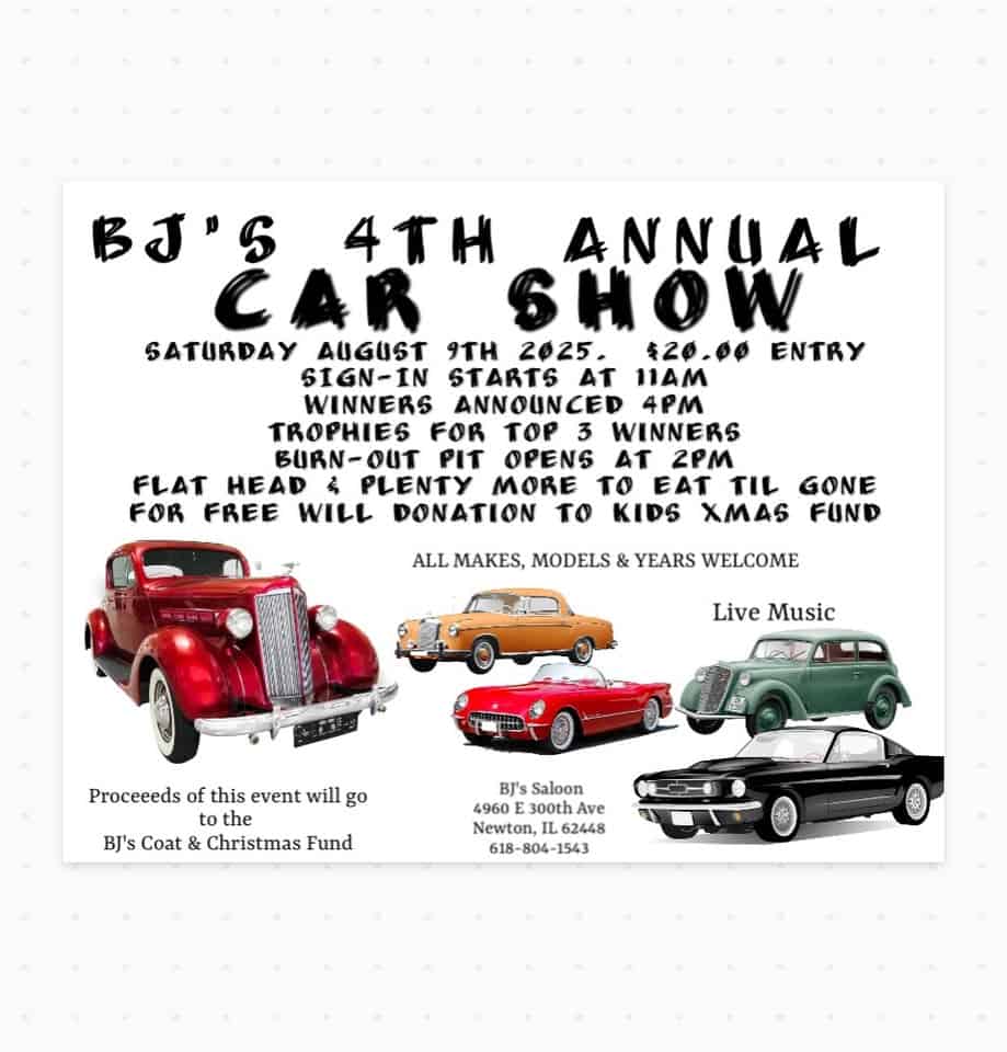 4th Annual BJ’s Car Show – Newton, IL | CarCruiseFinder