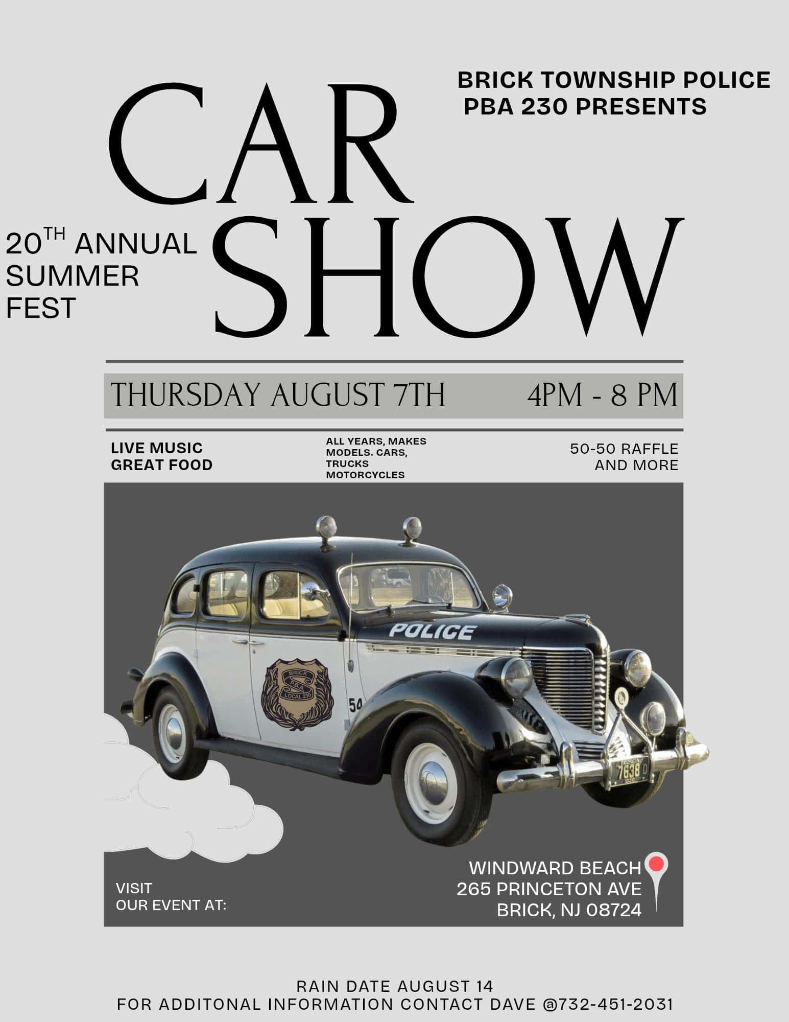 Brick Township Police PBA 230 20th Annual Summer Fest Car Show – Brick ...