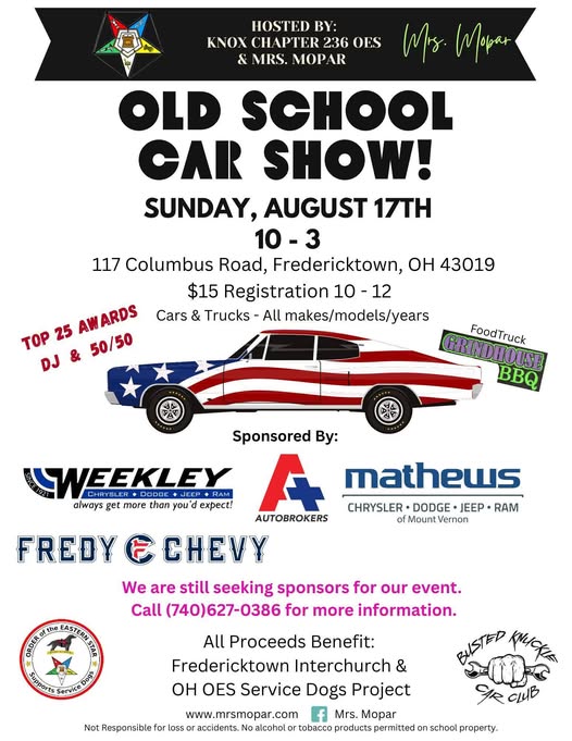 Mrs. Mopar Old School Car Show – Fredericktown, OH | CarCruiseFinder