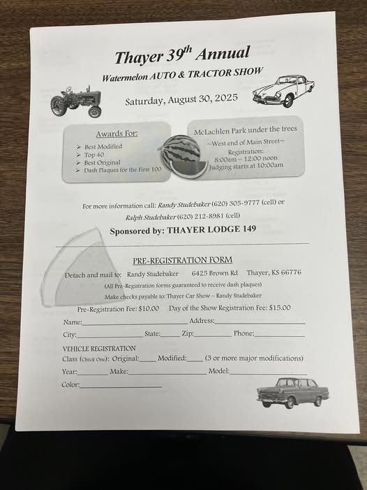 Thayer 39th Annual Watermelon Auto & Tractor Show – Thayer, KS ...