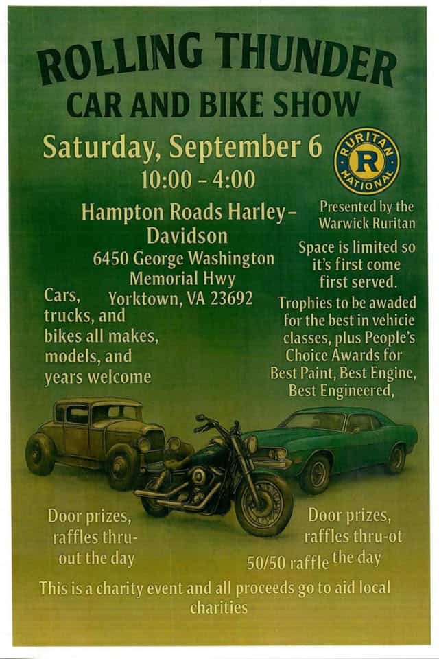 Warwick Ruritan Rolling Thunder Car and Bike Show – Yorktown, VA | CarCruiseFinder