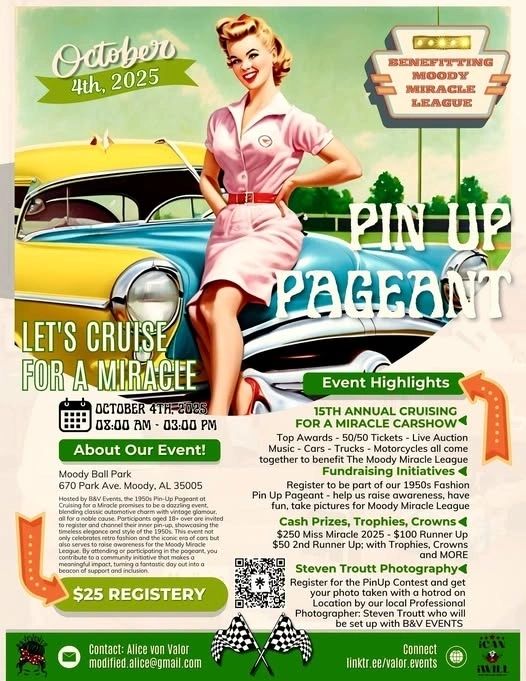 1950s Pin-Up Pageant Cruising For A Miracle – Moody, AL | CarCruiseFinder
