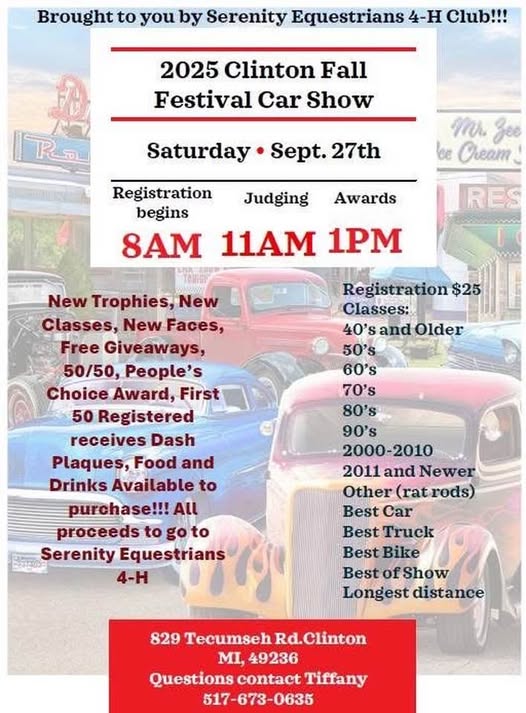 2025 Clinton Fall Festival Car Show – Clinton, MI | CarCruiseFinder