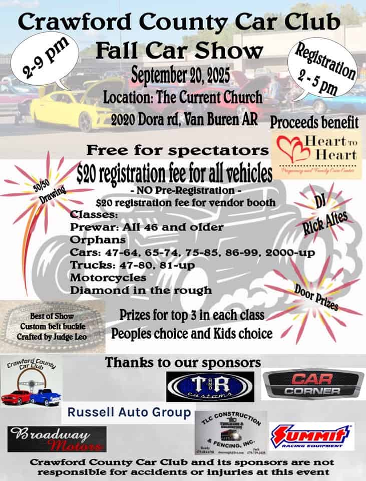 Crawford County Car Club Fall Show – Van Buren, AR | CarCruiseFinder