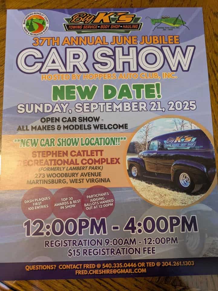 Rescheduled June Jubilee Car Show – Martinsburg, WV | CarCruiseFinder