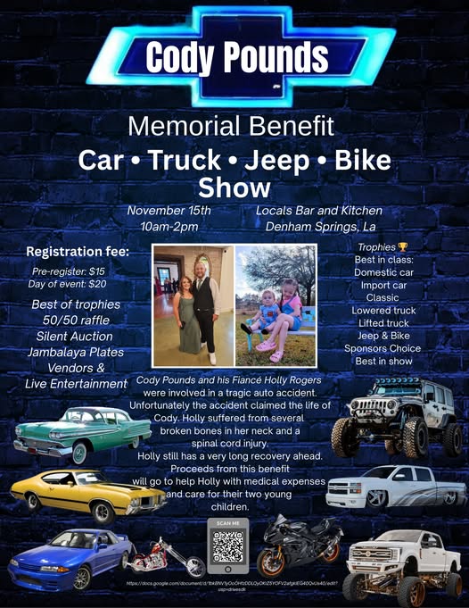 Cody Pounds Memorial Benefit Car Truck Jeep Bike Show – Denham Springs, LA | CarCruiseFinder