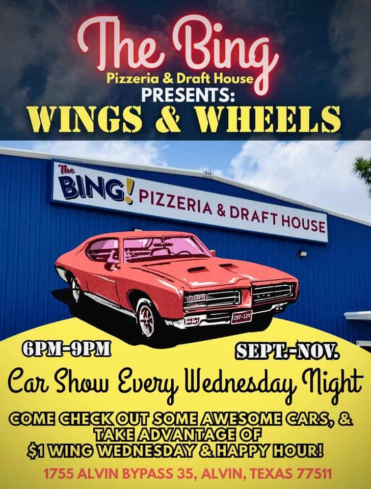 Wings & Wheels – Weekly Car Show at The Bing Pizzeria & Drafthouse ...