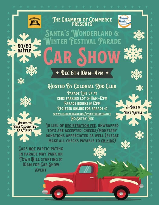 Santa's Wonderland & Winter Festival Parade Car Show – Colonial Beach ...