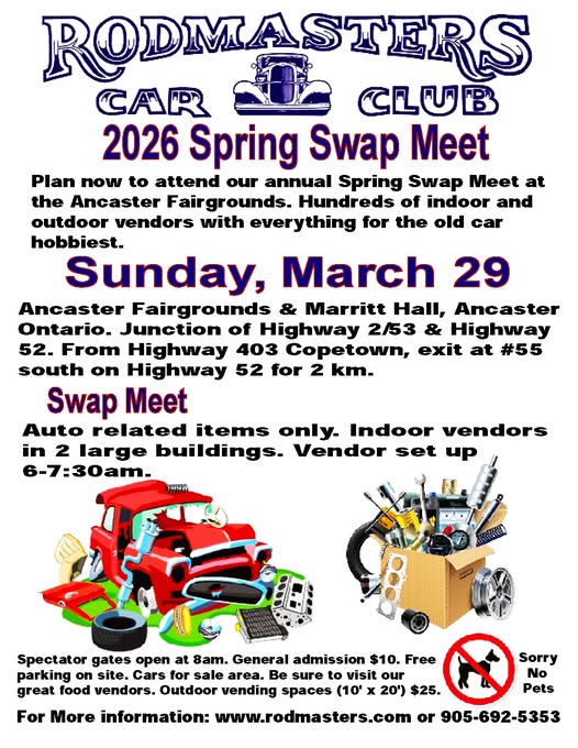 Rodmasters Car Club Spring Swap Meet – Ancaster, ON | CarCruiseFinder