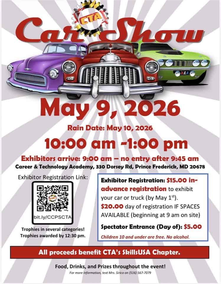 Career & Technology Academy 2026 Spring Car Show – Prince Frederick, MD ...