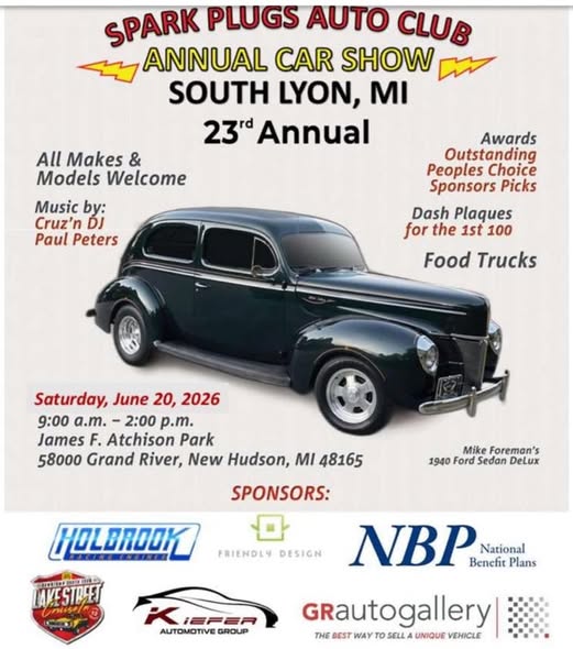 Spark Plugs Auto Club Annual Car Show – New Hudson, MI | CarCruiseFinder